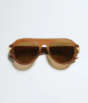 Bottega Veneta Mitre Aviator Sunglasses - Brown/brown