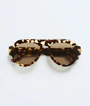 Bottega Veneta Mitre Aviator Sunglasses - Havana/brown