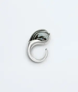 Bottega Veneta Drop Ring - Glacial/black