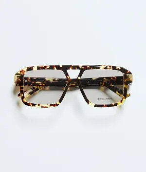 Bottega Veneta Mitre Aviator Eyeglasses - Havana/transparent