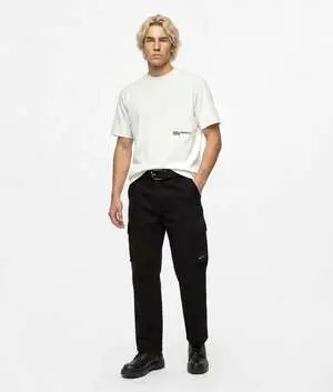 KL JEANS Coated Cotton Cargo Pant - Black