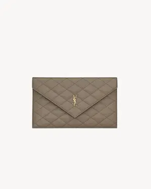 Saint Laurent Paris Pouch In Grain De Poudre Leather In Beige - Light Taupe