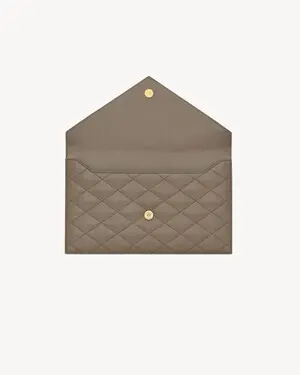 Saint Laurent Paris Pouch In Grain De Poudre Leather In Beige