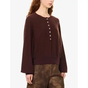 Free People Porta Henley-collar Cashmere Jumper