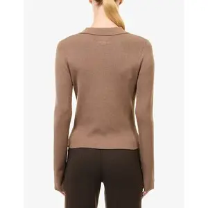 ADANOLA Collar Long-sleeve Knit Top
