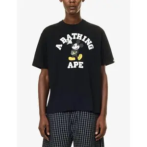 A BATHING APE X Disney Mickey Graphic Cotton-jersey T-shirt - Black