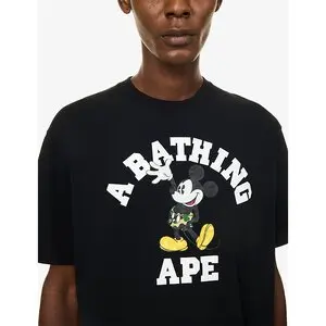 A BATHING APE X Disney Mickey Graphic Cotton-jersey T-shirt - Black
