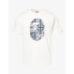 A BATHING APE Paisley Ape Head Graphic Cotton-jersey T-shirt Xxl - Ivory