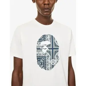 A BATHING APE Paisley Ape Head Graphic Cotton-jersey T-shirt - Ivory