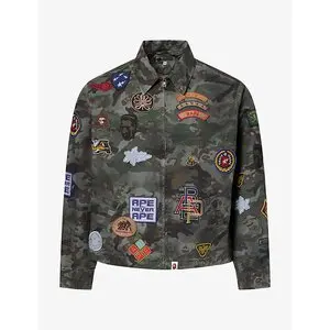 A BATHING APE Hybrid Camo Multi Badge Cotton Jacket - Olive