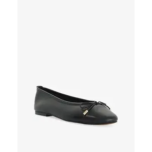 DUNE Haliah Leather Ballet Flats With Bow Detailing
