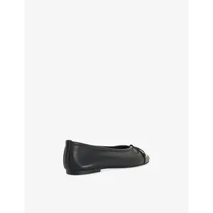 DUNE Haliah Leather Ballet Flats With Bow Detailing