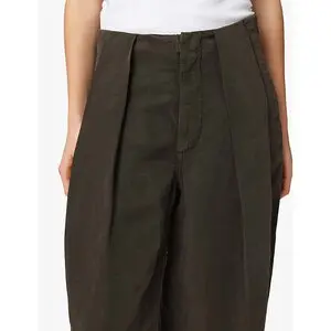 ALLSAINTS Phi Wide-leg Linen-blend Trousers - Dark Brown