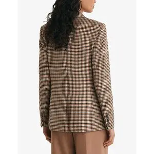 REISS Willow Houndstooth Double-breasted Wool Blazer