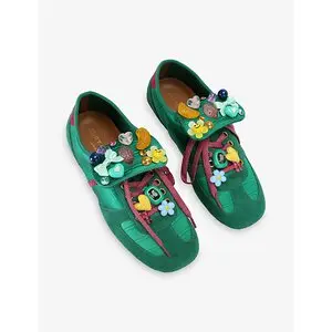 Kurt Geiger Wembley Satin And Suede Trainers