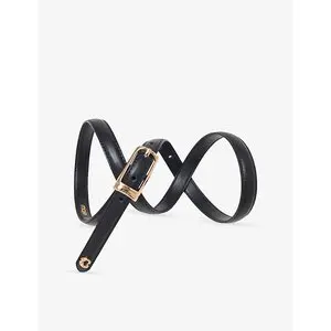 Maje Buckle Slim Leather Belt - Black