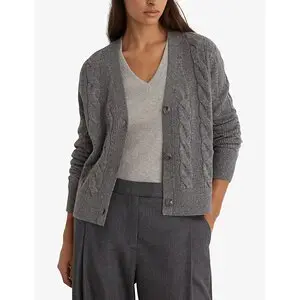 REISS Elowen Cashmere And Wool Cable-knit Cardigan
