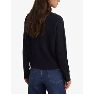 REISS Elloean Cashmere And Wool Cable-knit Cardigan - Navy