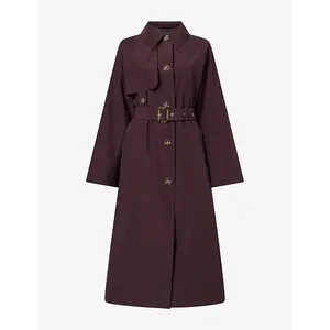 Barbour Antonella Long-line Cotton-blend Trench Coat - Fig/shadow Classic