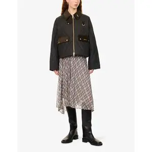 Barbour Quilted Waxed-cotton Jacket With Tartan Detail - Olive/classic