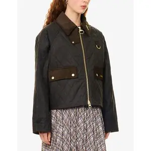 Barbour Quilted Waxed-cotton Jacket With Tartan Detail - Olive/classic