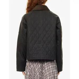Barbour Quilted Waxed-cotton Jacket With Tartan Detail - Olive/classic