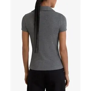 REISS Daria Scoop-neck Stretch-jersey Polo