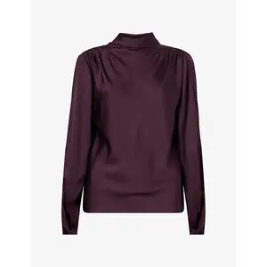 Vince Draped Cowl-neck Silk-blend Top