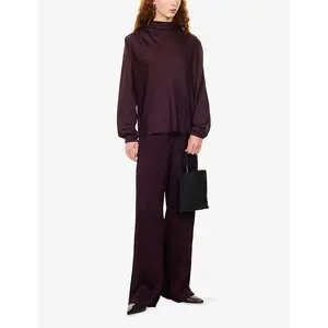 Vince Draped Cowl-neck Silk-blend Top