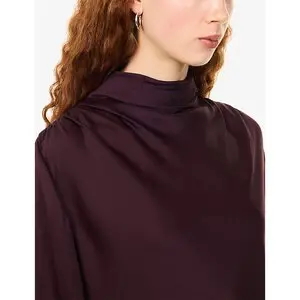 Vince Draped Cowl-neck Silk-blend Top
