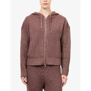 ADANOLA Logo-plaque Zip Ribbed Knit Hoody