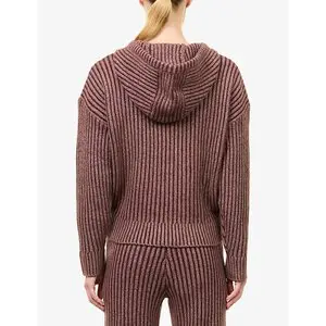 ADANOLA Logo-plaque Zip Ribbed Knit Hoody