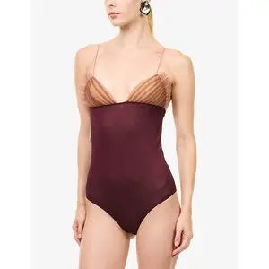 NENSI DOJAKA Pleated Bra Mesh Top