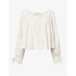 Free People La Lune Cotton Blouse - Tofu