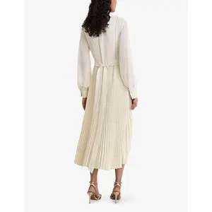 REISS Millie Stud Detail Pleated Midi Dress