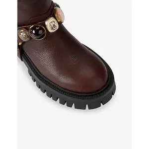 Kurt Geiger Ophelia Buckle Leather Biker Boots