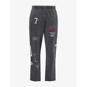 DUKE + DEXTER Dr4 Embroidered Washed Cotton Jogging Bottoms - Black