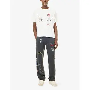 DUKE + DEXTER Dr4 Embroidered Washed Cotton Jogging Bottoms