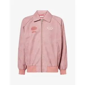 DUKE + DEXTER Dr4 Sunfaded Studded Faux-leather Bomber Jacket