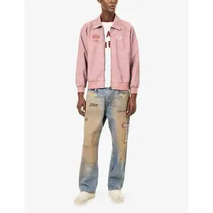 DUKE + DEXTER Dr4 Sunfaded Studded Faux-leather Bomber Jacket