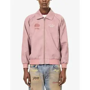 DUKE + DEXTER Dr4 Sunfaded Studded Faux-leather Bomber Jacket
