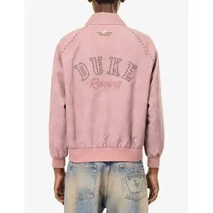 DUKE + DEXTER Dr4 Sunfaded Studded Faux-leather Bomber Jacket