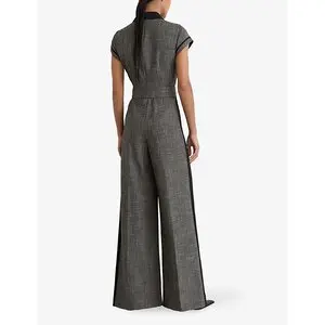 REISS Bella Collared Wide-leg Belted Woven Jumpsuit