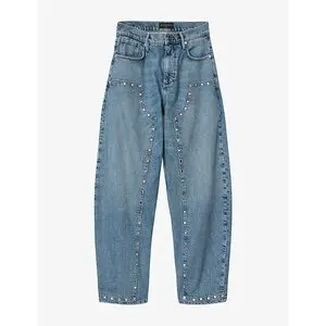 ALLSAINTS Sadie Stud Barrel-leg Stretch-denim Jeans