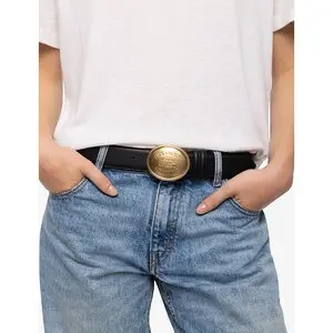 Zadig&Voltaire Colter Oval Logo-engraved Leather Belt