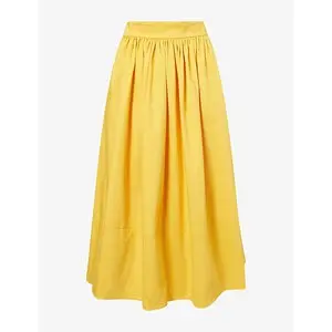 Max Mara Fitted-waist Gathered Cotton Midi Skirt