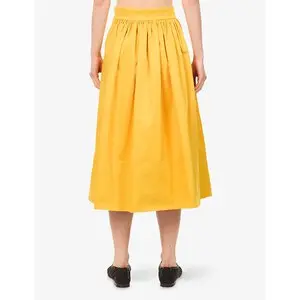 Max Mara Fitted-waist Gathered Cotton Midi Skirt