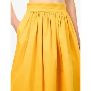 Max Mara Fitted-waist Gathered Cotton Midi Skirt