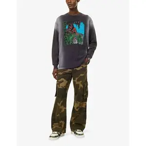 A BATHING APE Military Graphic Waffle Cotton-jersey T-shirt - Charcoal