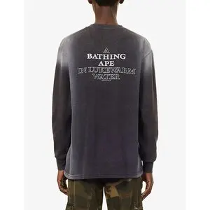 A BATHING APE Military Graphic Waffle Cotton-jersey T-shirt - Charcoal